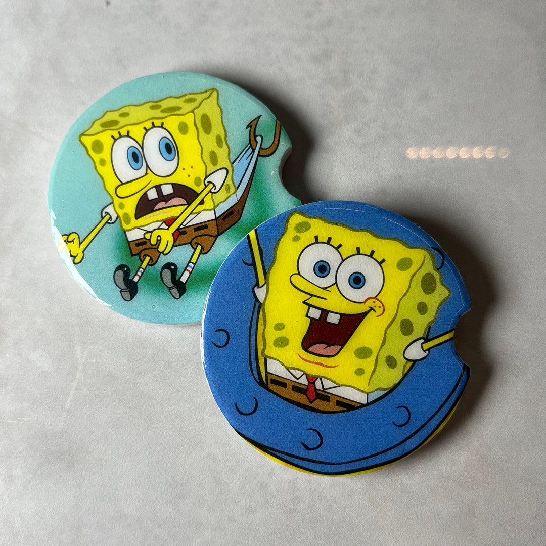Spongebob Squarepants Car Coasters Set of 2 Epoxy Coated Ceramic ...