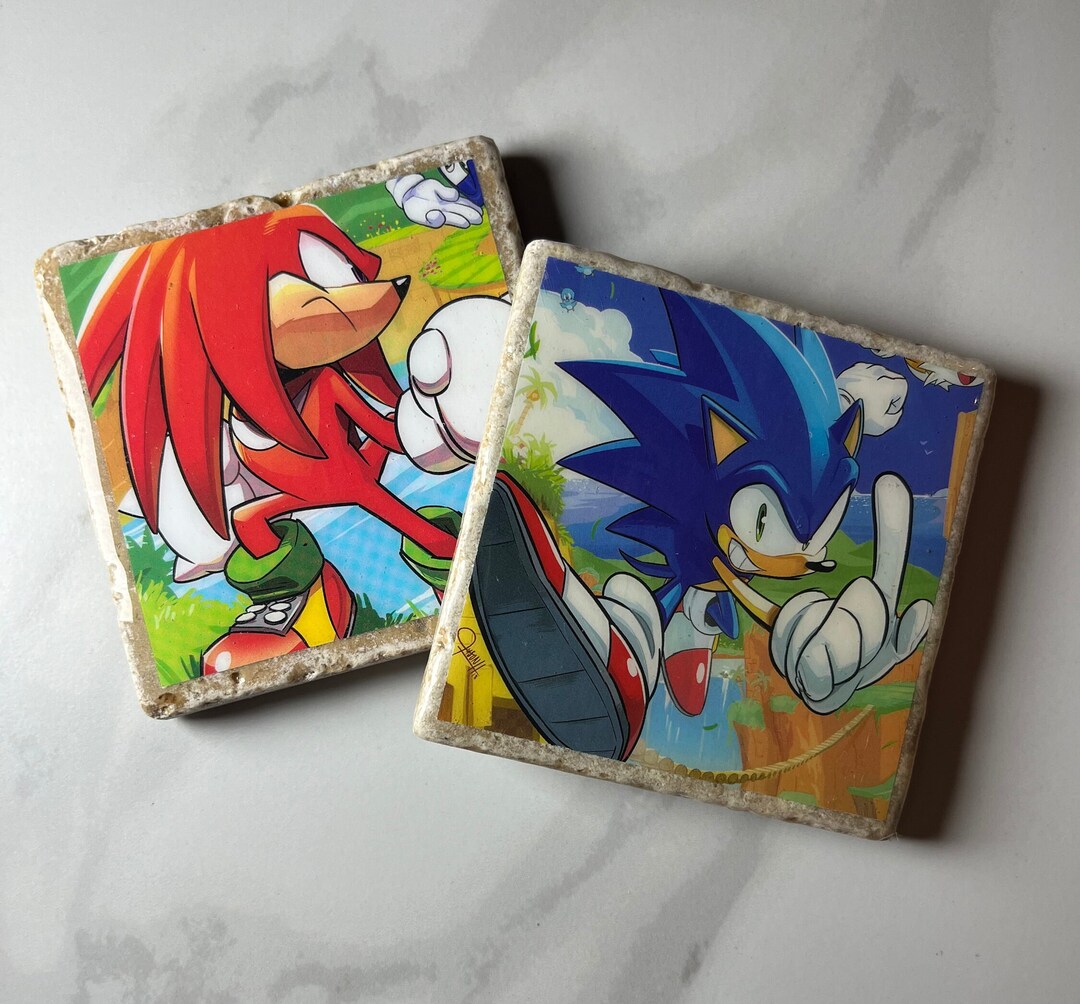Sonic the Hedgehog Tile Coasters Set of 2 Epoxy Comic Book Coasters ...