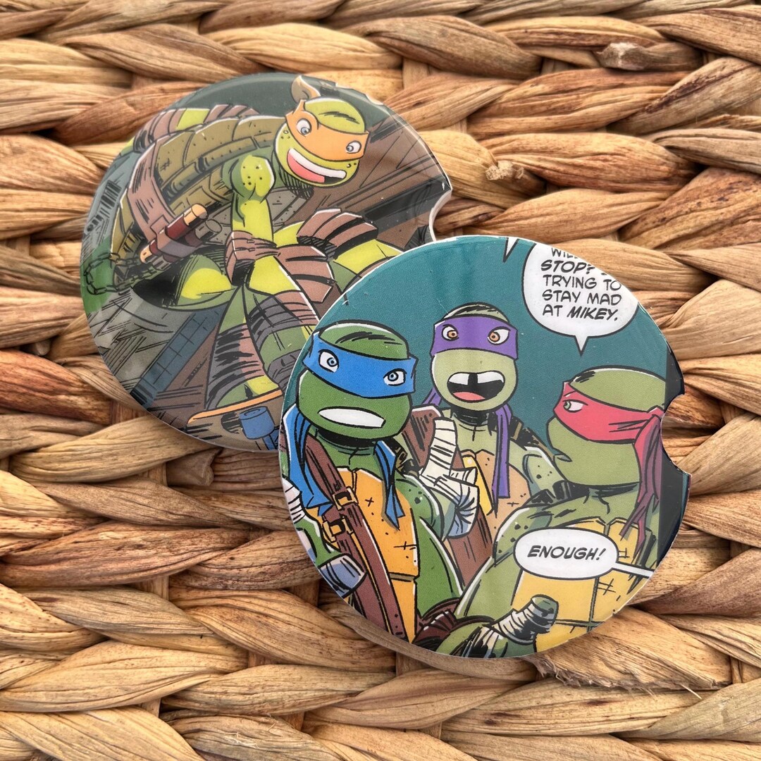 Teenage Mutant Ninja Turtles Car Coasters Set of 2 Epoxy Coated Ceramic ...