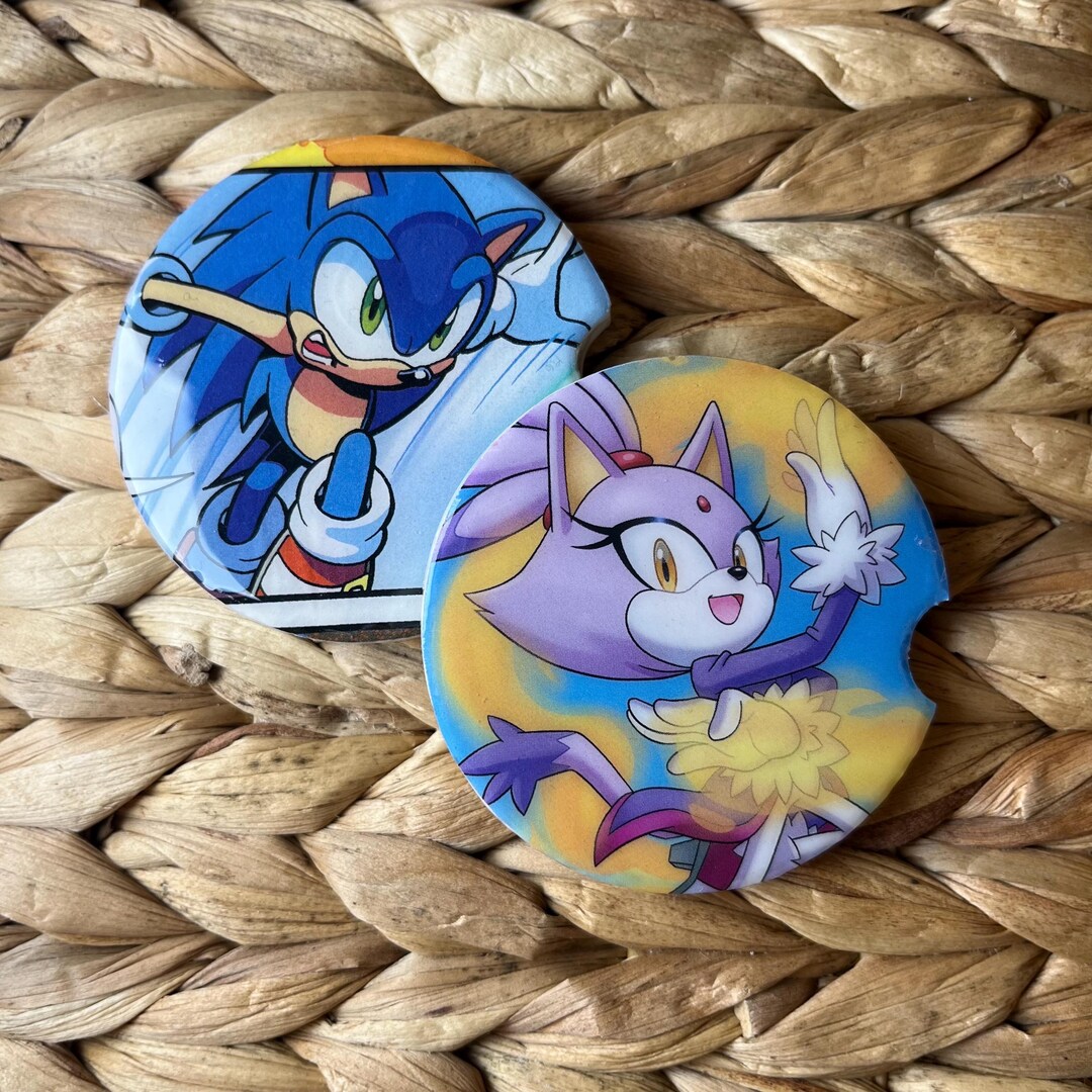 Sonic the Hedgehog Car Coasters Set of 2 Epoxy Coated Ceramic Coaster ...