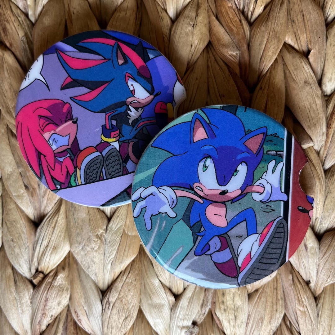 Sonic the Hedgehog Knuckles Shadow Car Coasters Set of 2 Epoxy Coated ...