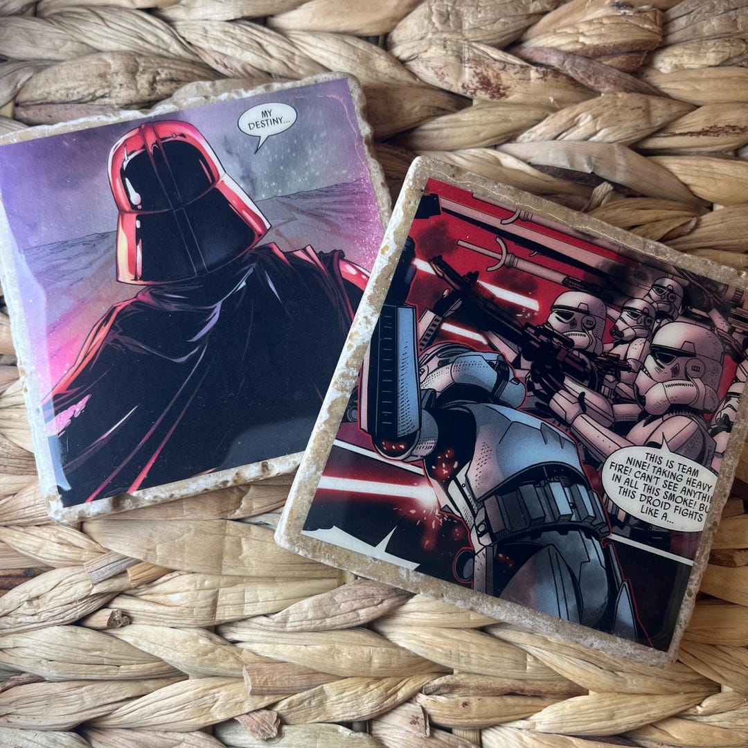 Star Wars Darth Vader Tile Coasters Set of 2 Epoxy Comic Book Coasters ...
