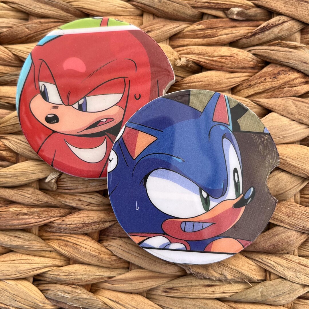 Sonic the Hedgehog Knuckles Car Coasters Set of 2 Epoxy Coated Ceramic ...