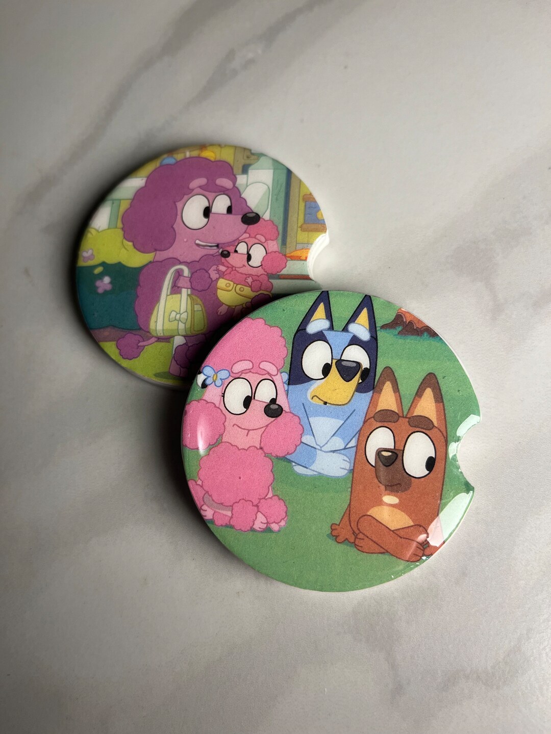 Bluey Car Coasters Set of 2 Epoxy Coated Ceramic Coaster Set - Etsy
