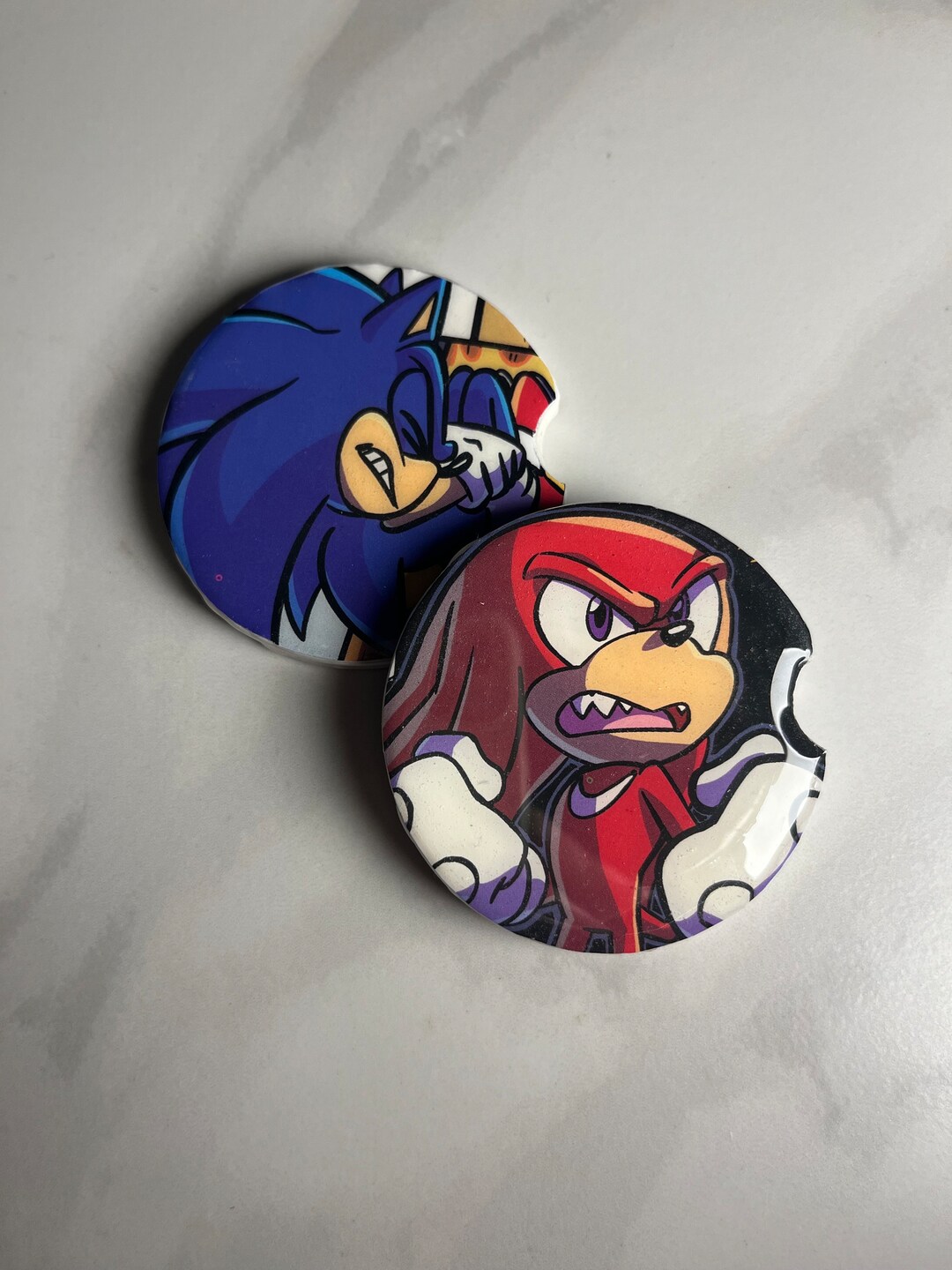 Sonic the Hedgehog Knuckles Car Coasters Set of 2 Epoxy Coated Ceramic ...