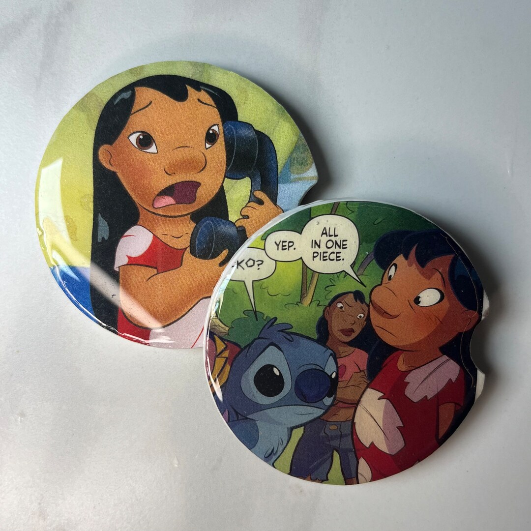 Lilo and Stitch Car Coasters Set of 2 Epoxy Coated Ceramic Coaster Set ...