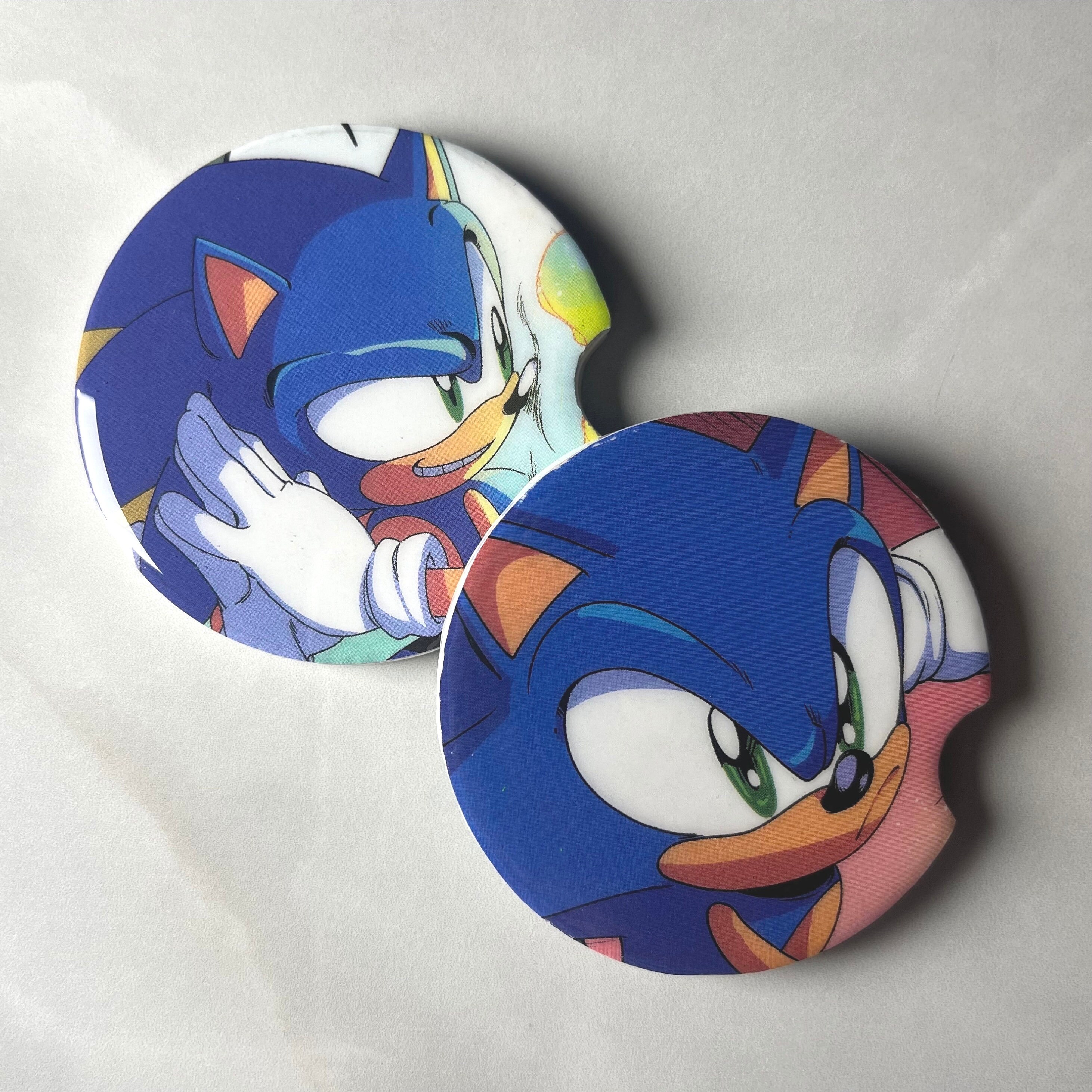 Sonic the Hedgehog Car Coasters Set of 2 Epoxy Coated Ceramic Coaster ...