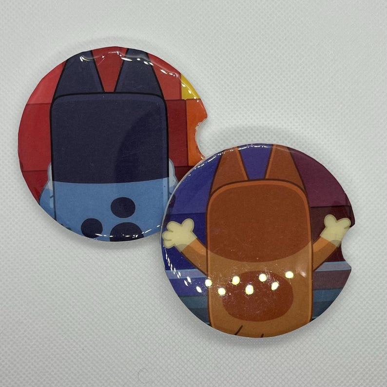 Bluey and Bingo Car Coasters Set of 2 Epoxy Coated Ceramic Coaster Set ...