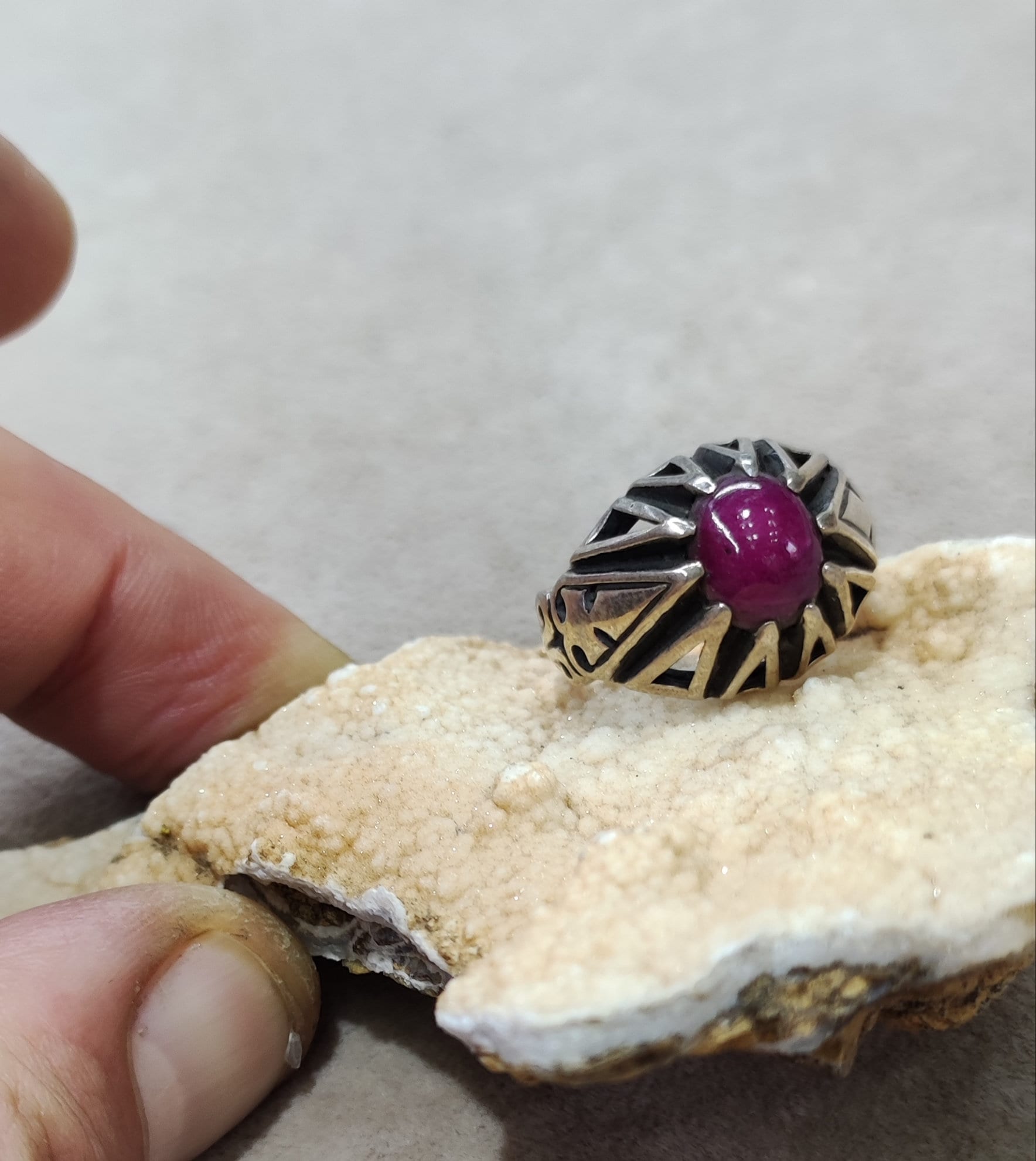 Antique Silver Ruby Ring, Man Silver Ruby Ring, Dagger Ruby Ring ...
