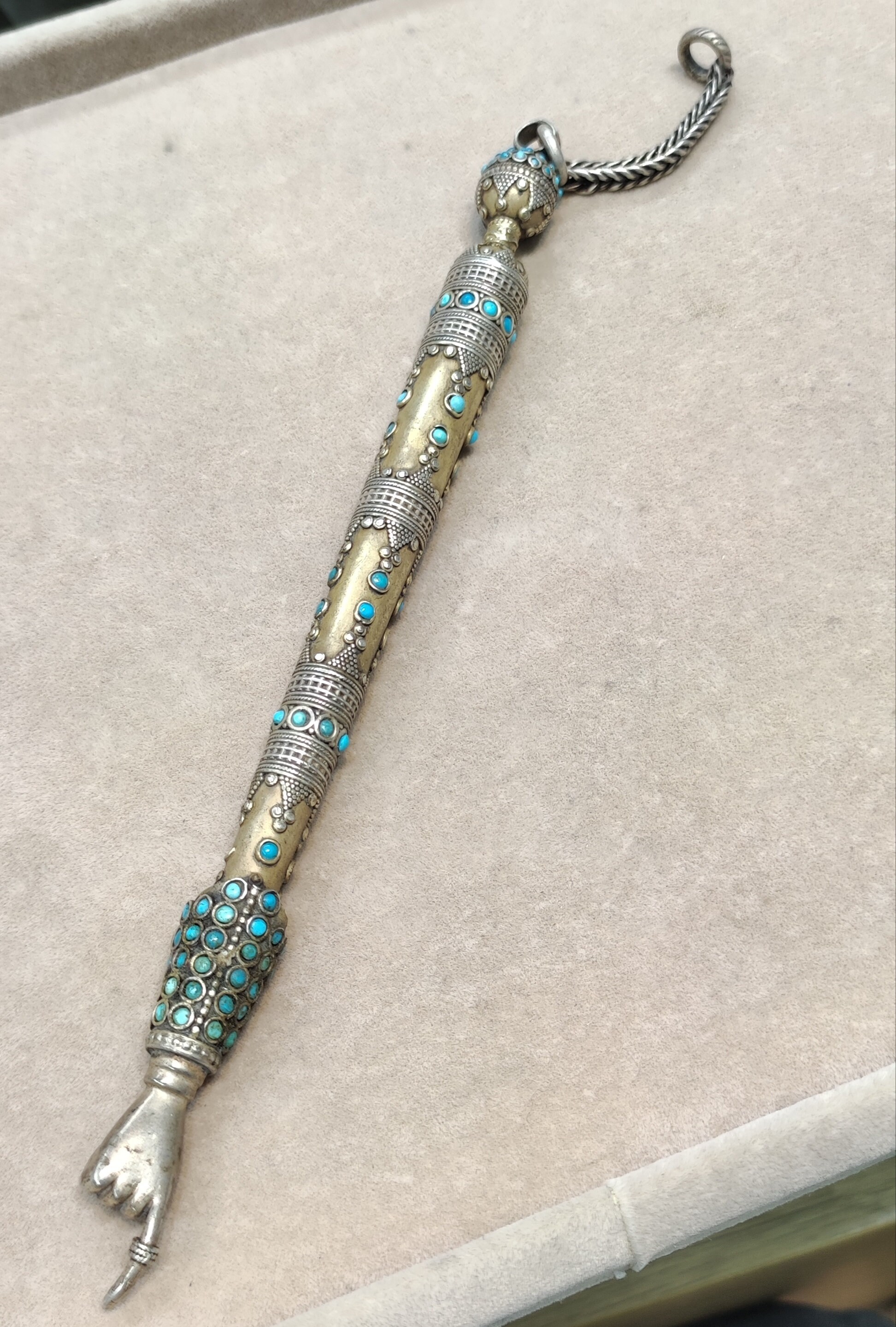 Antique Torah Yad Pointer Silver Made With Filigree Designs Turqoise ...