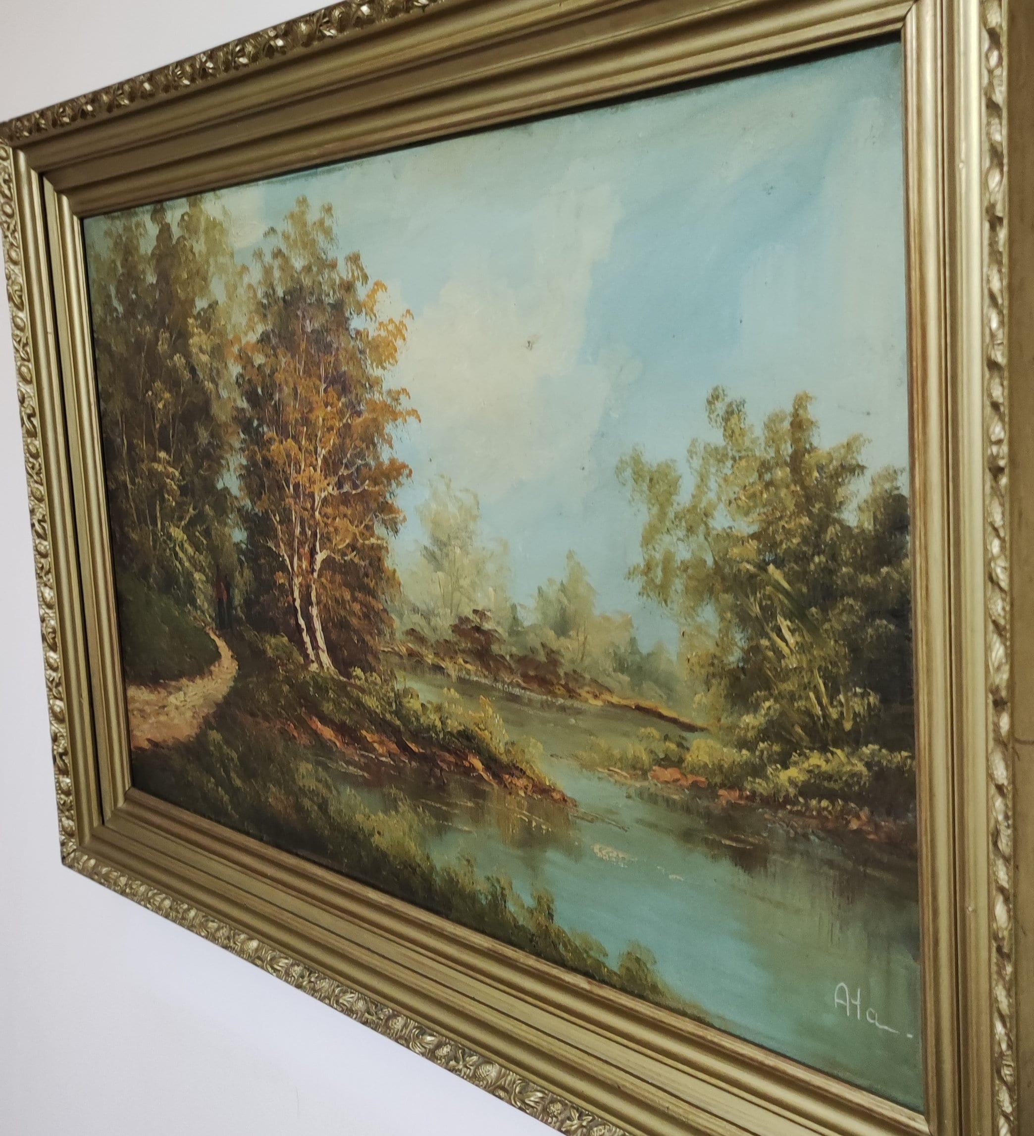 Antique Original Oil Painting Singed by Artist "ata", Antique Old ...