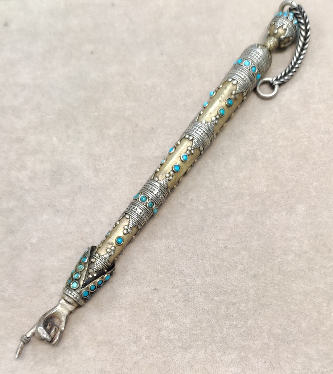 Antique Torah Yad Pointer Silver Made With Filigree Designs Turqoise ...