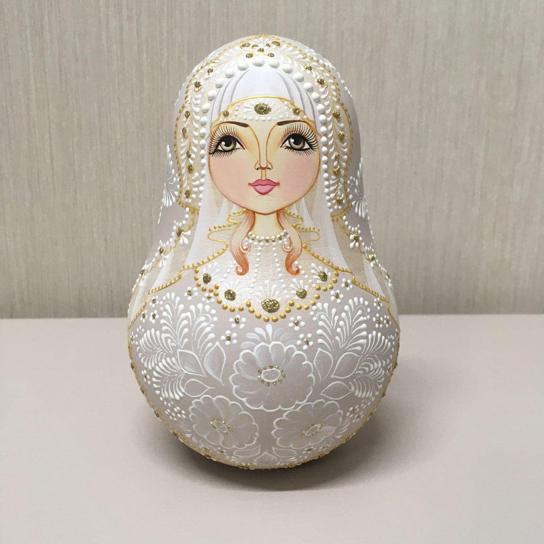 The Author's Wooden Matryoshka Roly Poly Doll "flower" #1 - Etsy Canada