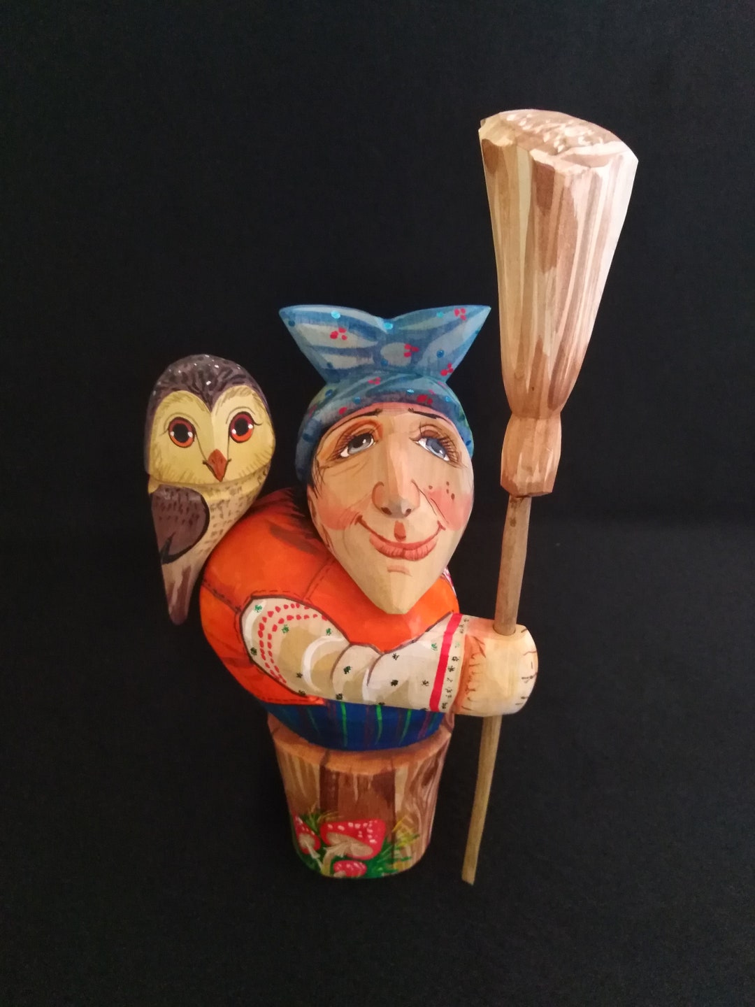 Wooden Figure Made of Wood "baba Yaga With an Owl" - Etsy
