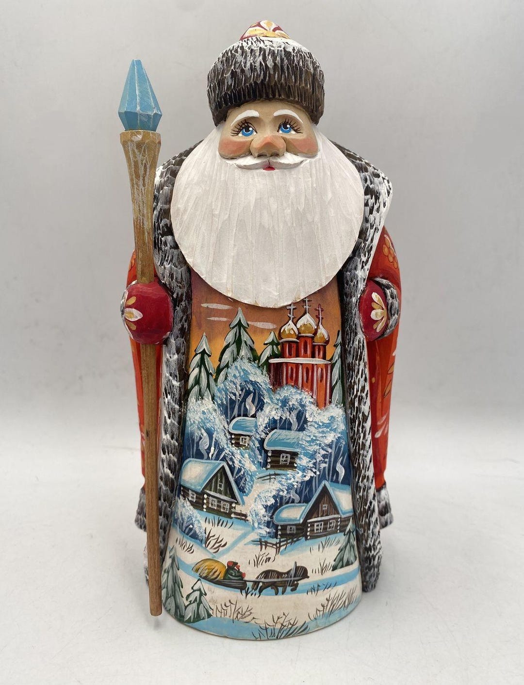 Festive Wooden Figure Red Grandpa Cold "winter Village" - Etsy