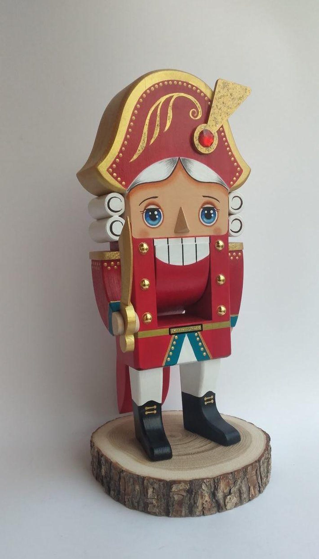 New Year's Wooden Nutcracker in a Red Coat - Etsy