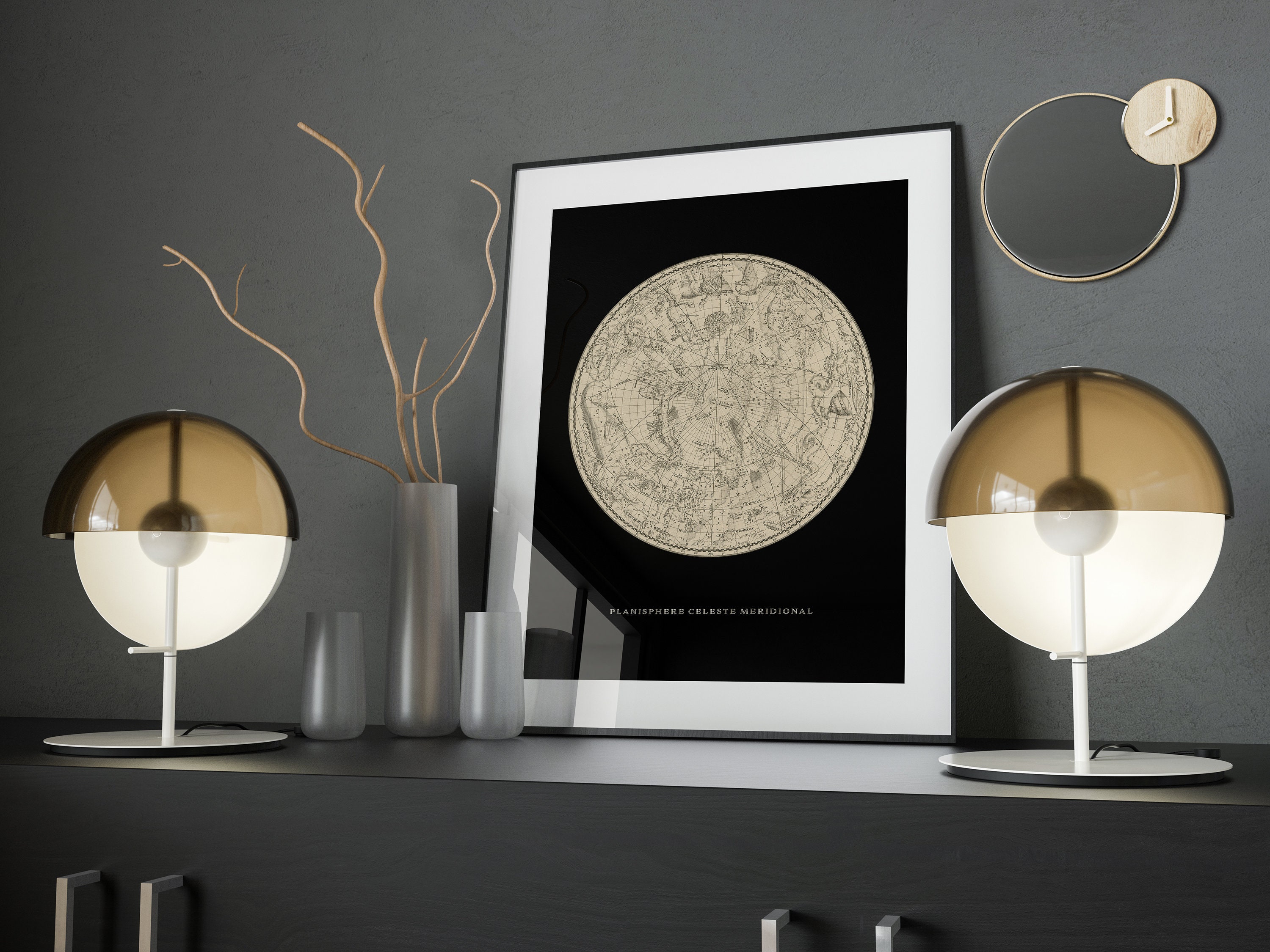 Set of 2 Antique Celestial Map Digital Print, Star Map Print, Digital ...