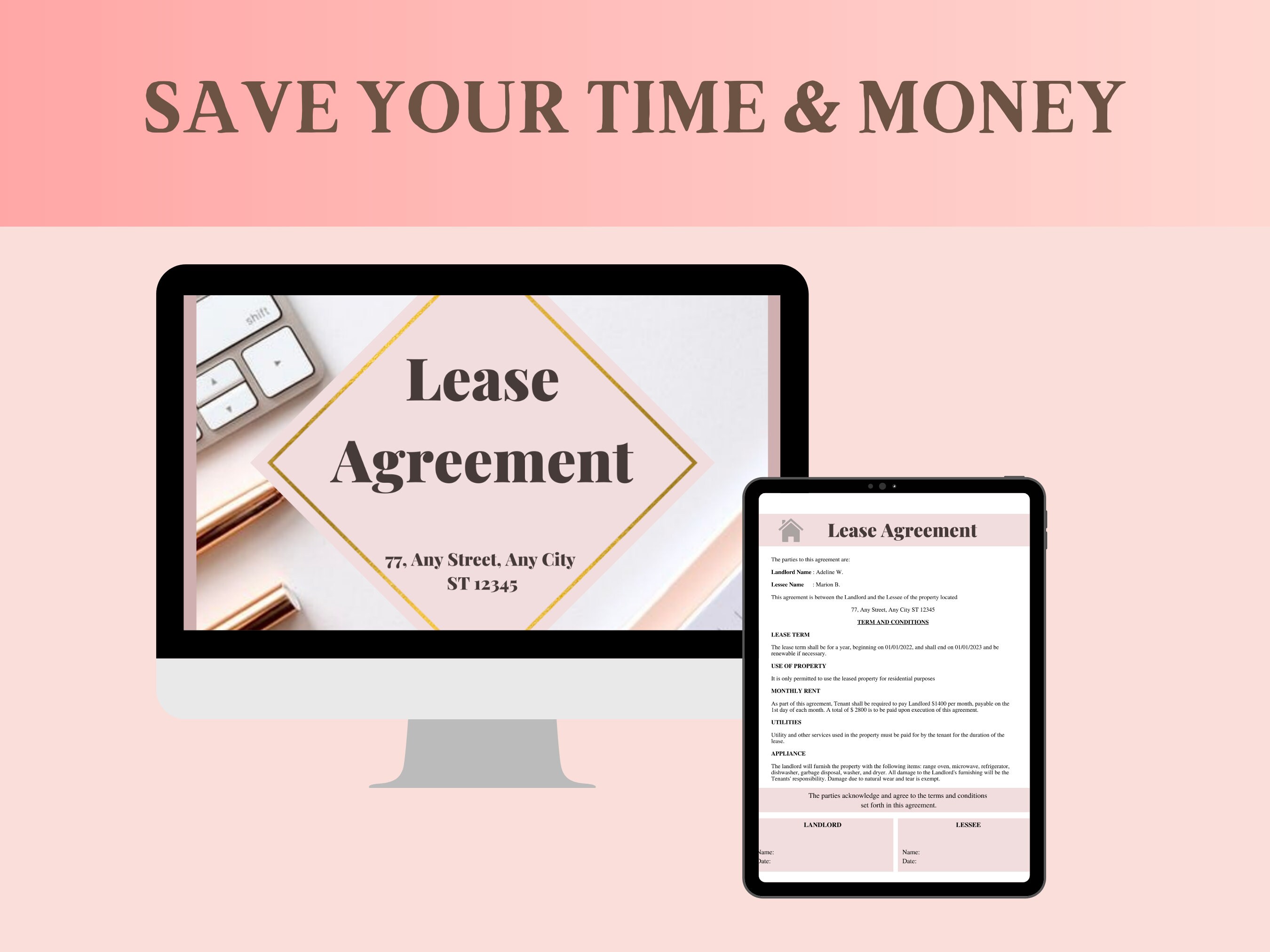 Simple Lease Agreement With Cover Page (1 Page) |rental Lease Agreement ...