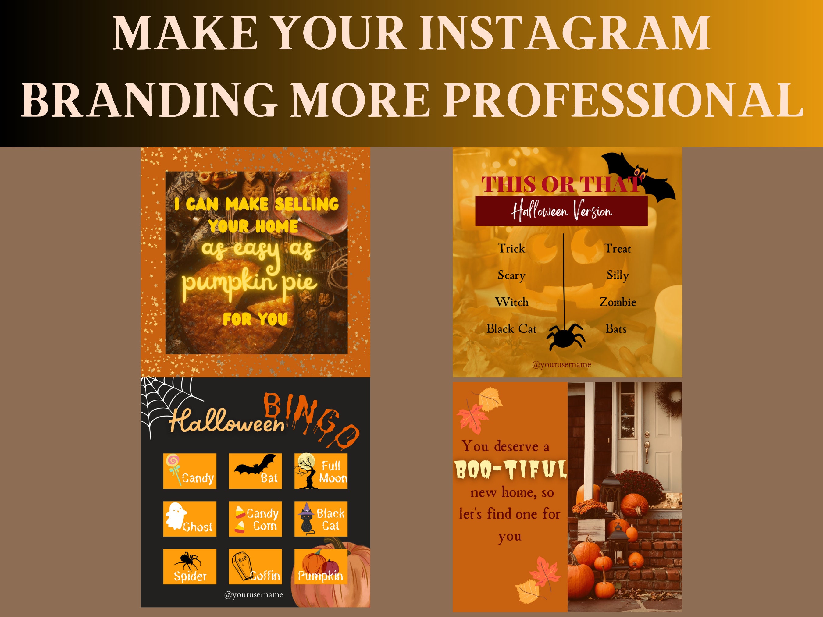 Halloween Realtor Instagram Post Templates Thanksgiving Realtor Social ...