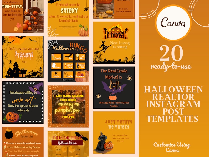 Halloween Realtor Instagram Post Templates Thanksgiving Realtor Social ...