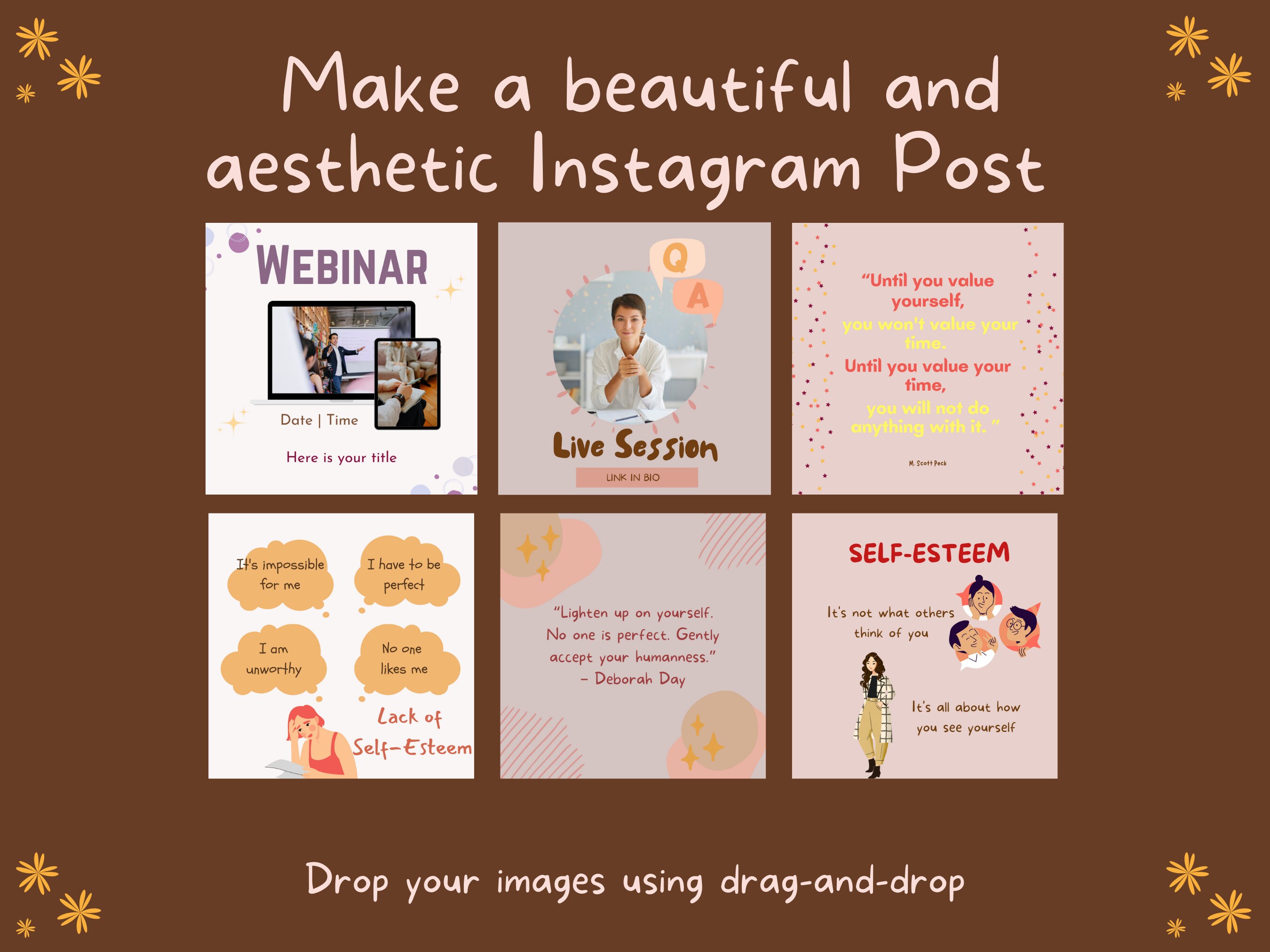 Self-esteem Engagement Instagram Post Templates | Mental Health ...
