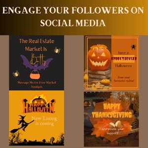Halloween Realtor Instagram Post Templates Thanksgiving Realtor Social ...