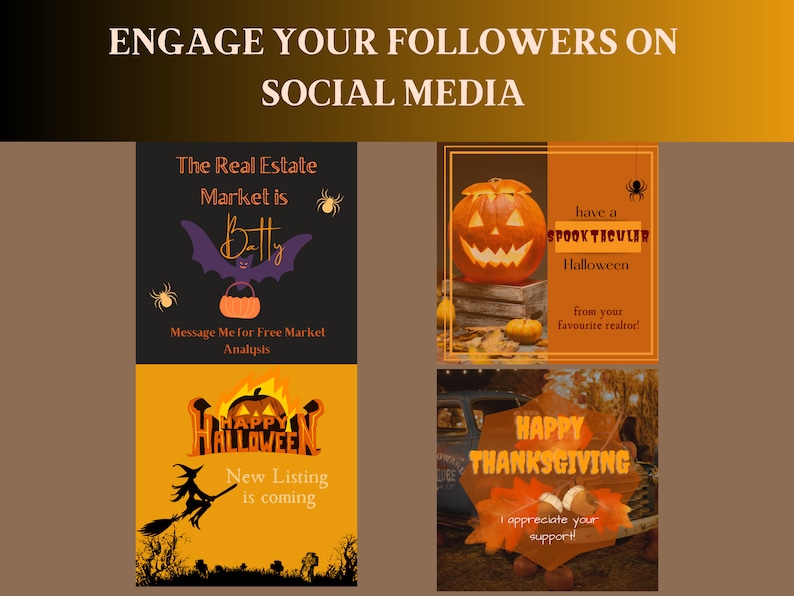 Halloween Realtor Instagram Post Templates Thanksgiving Realtor Social ...
