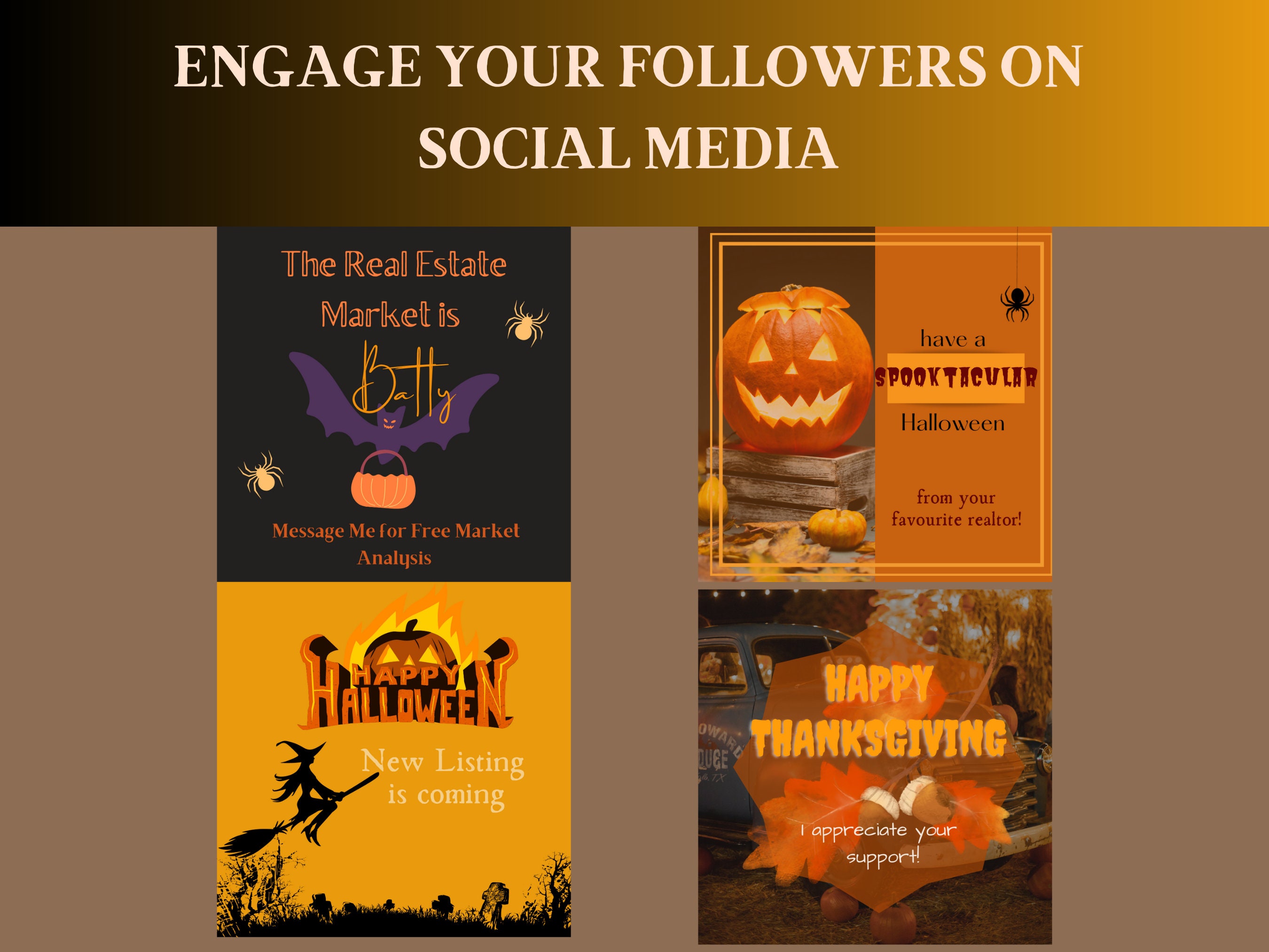 Halloween Realtor Instagram Post Templates Thanksgiving Realtor Social ...
