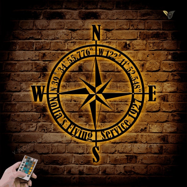 Personalized Compass Metal Sign - Etsy