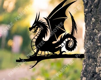 Metal Dragon Tree Stake Metal Dragon Garden Art 22 Color - Etsy
