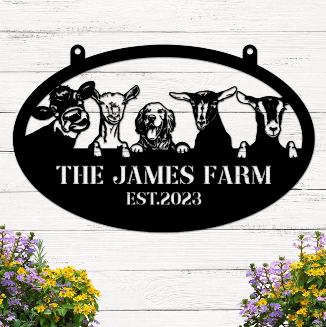 Funny Animals Metal Sign Decor Custom Goat Farm Name Sign - Etsy
