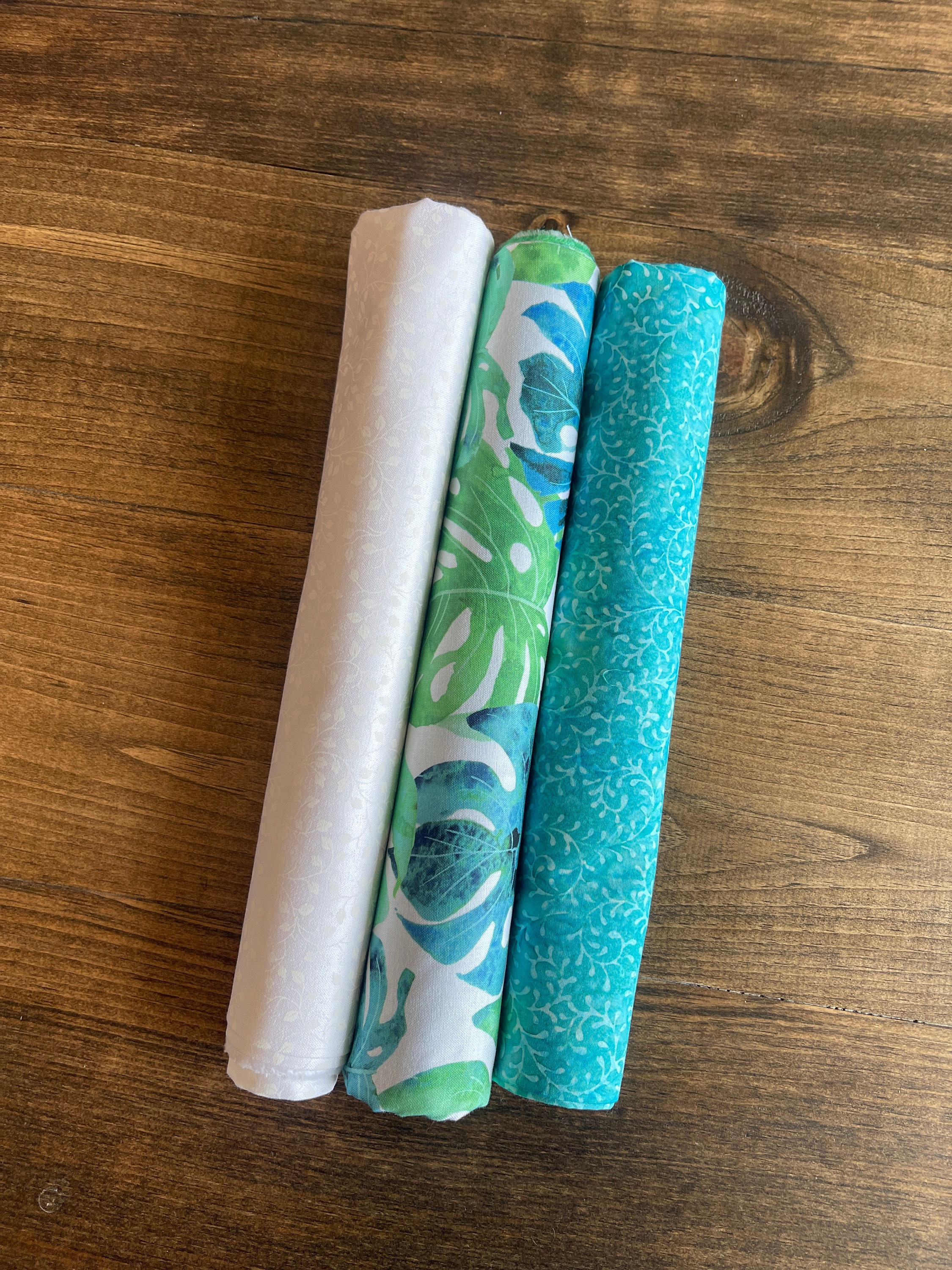 Monstera Leaf Fabric Set, Quilt Quality Fabric, Three 1 Yard Pieces ...