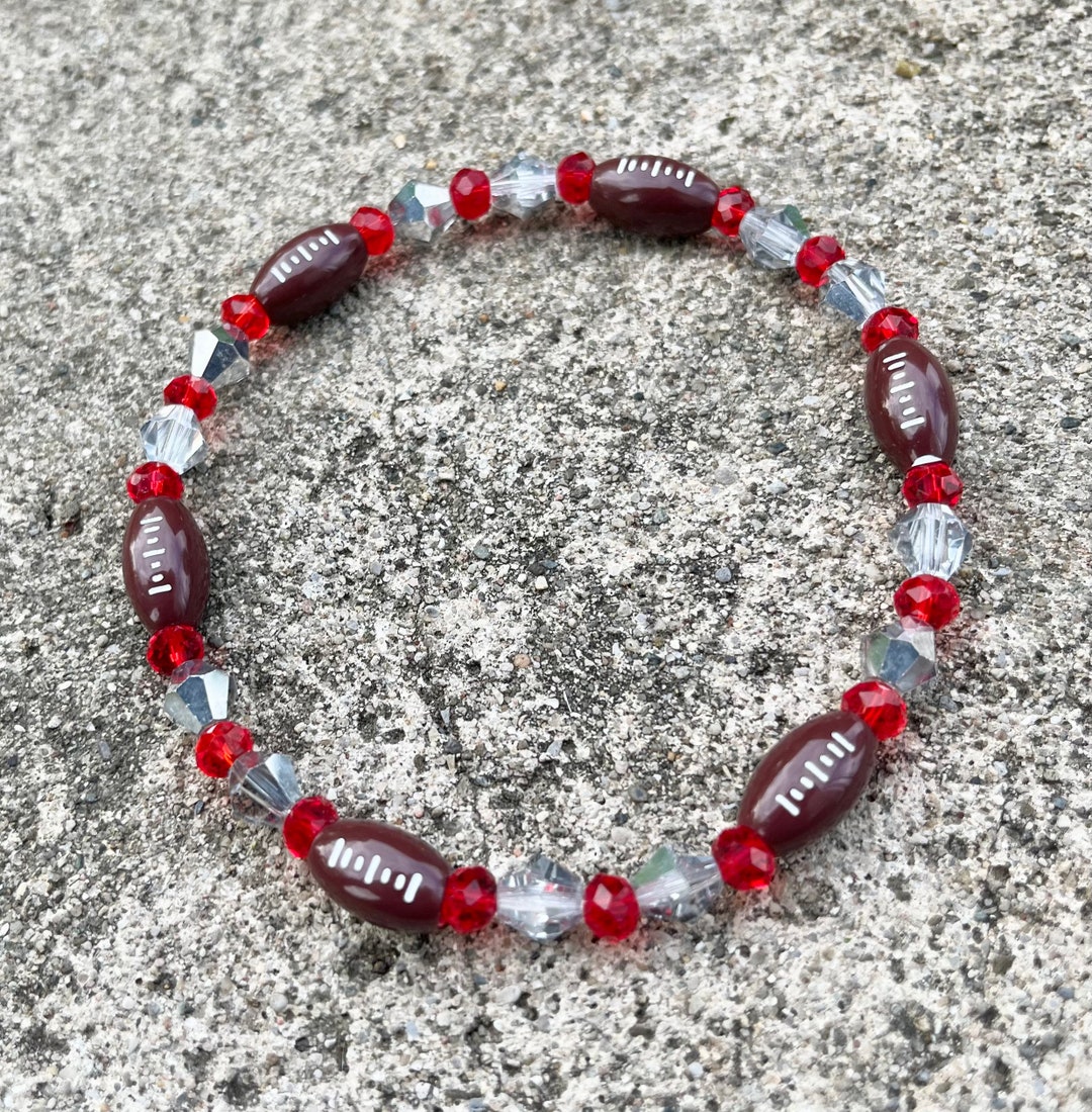 Buckeyes Football Bracelet: Hand-painted Wooden Beads, Ohio State Fan ...