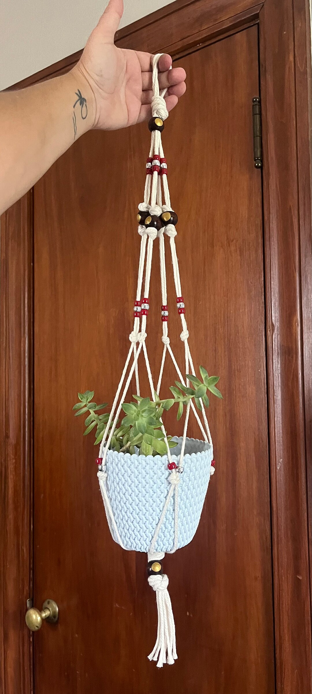 Ohio State Plant Hanger, Macrame Plant Shelf, Buckeyes Fan Gift, Ohio ...