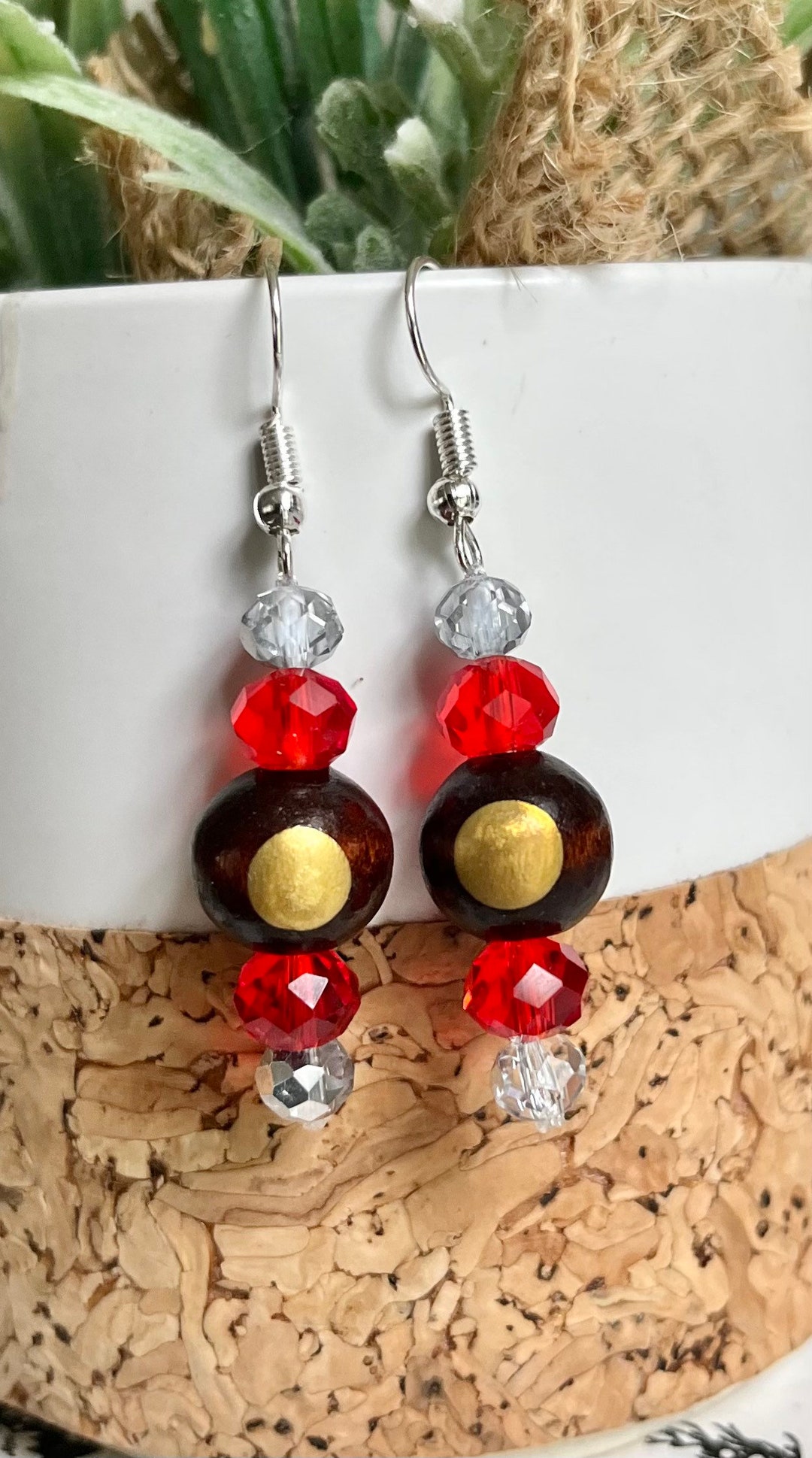 Handmade Buckeye Beaded Dangle Earrings: Ohio State Fan Jewelry - Etsy