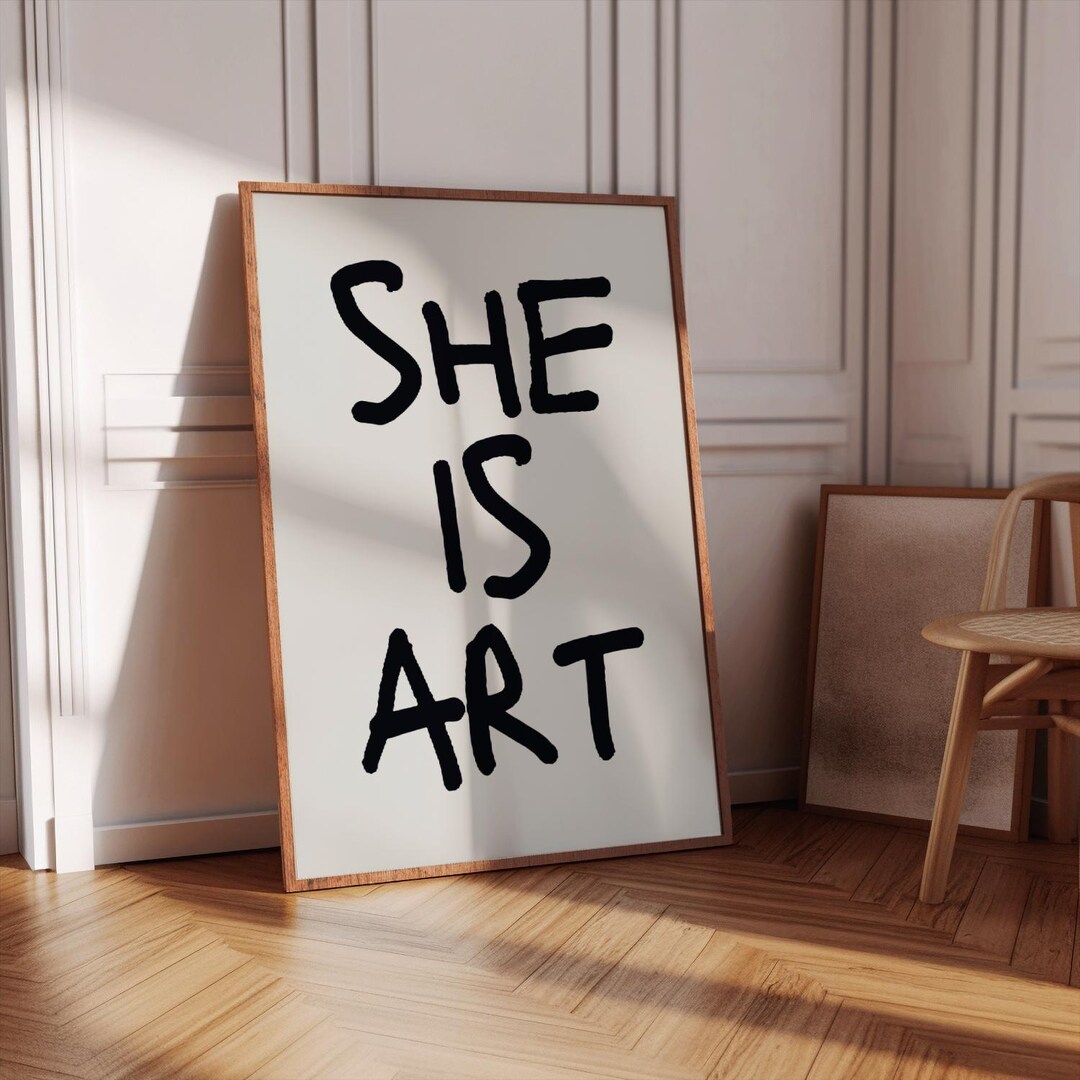Trendy She is Art Quote Print Inspirational Typography Poster Modern ...