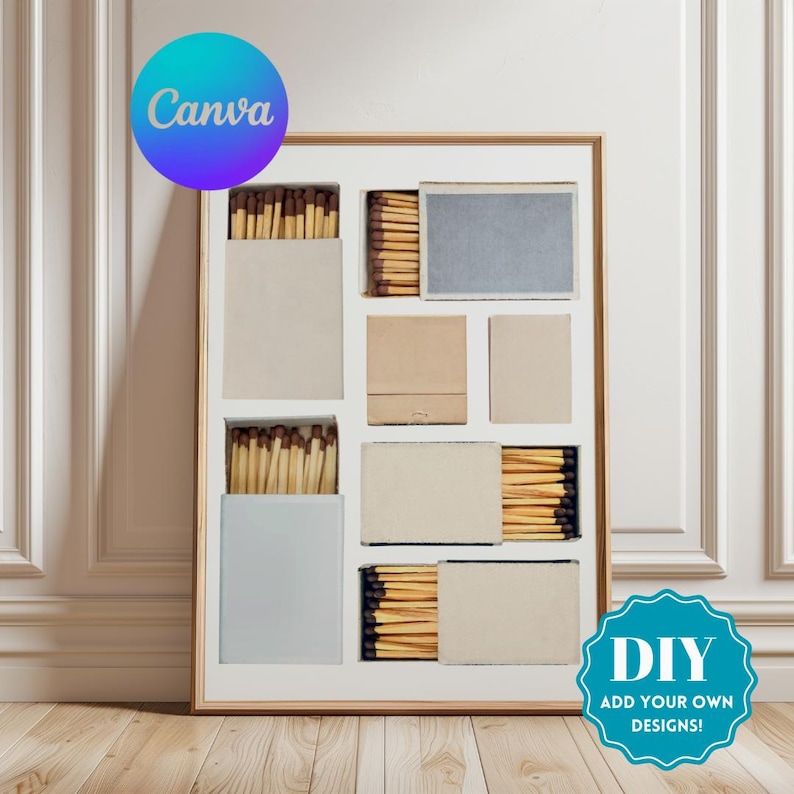 Blank Matchbook Template Neutral, Custom Matchbox Template, Canva Personalized Matchbook Gift ...