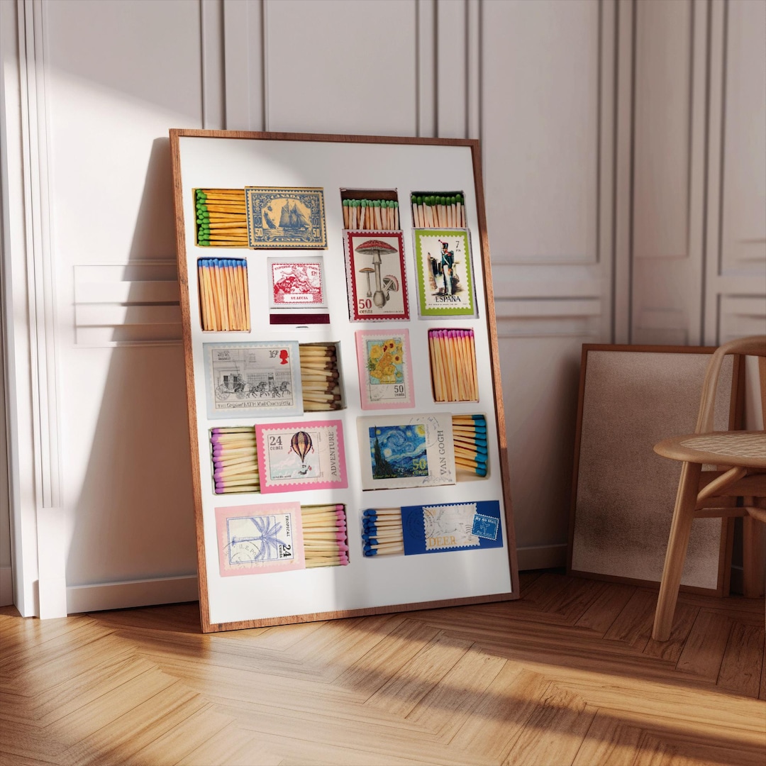 Vintage Matchbox Print, Trendy Matches Poster, Retro Matchbook Wall Art ...