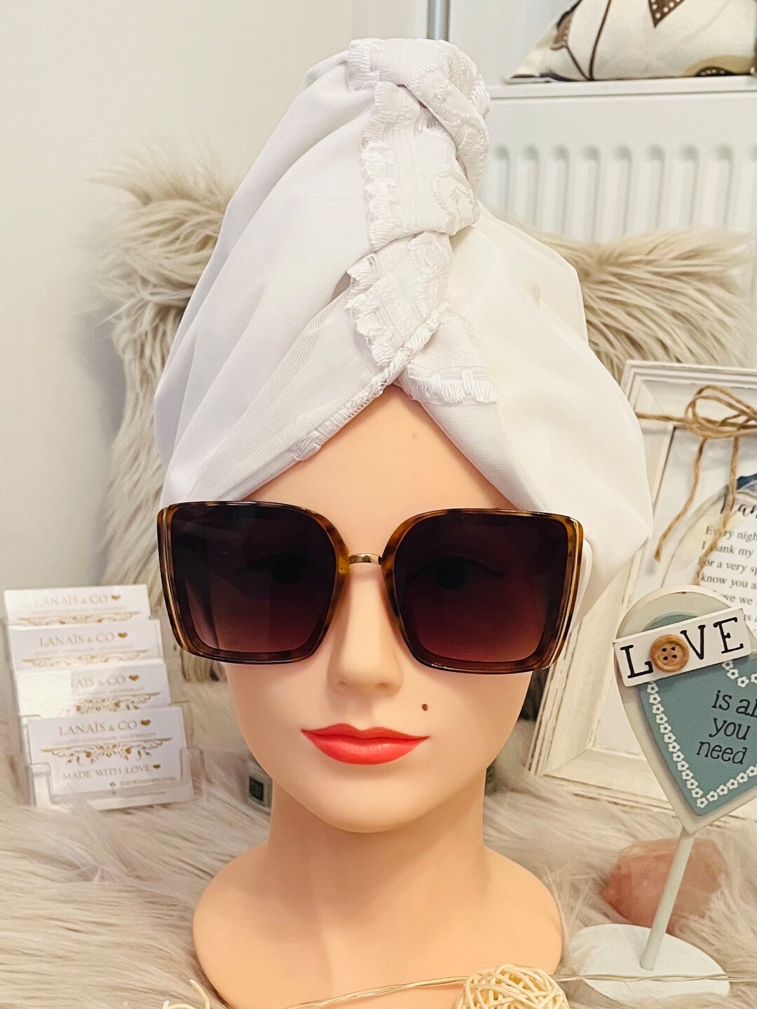 White With Lace Turban /head Wrap Lounge Wear - Etsy