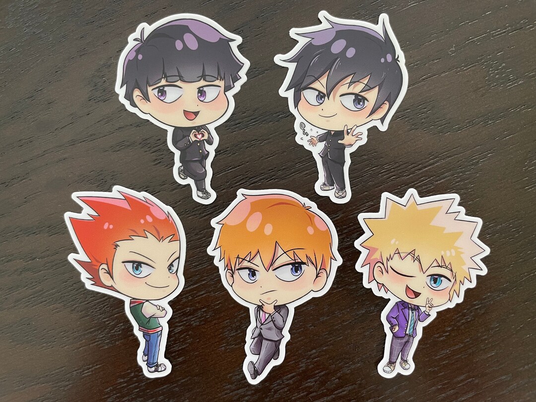 Mob Psycho Stickers Shigeo Ritsu Reigen Teruzaki Sho Kawaii Vinyl Matte ...