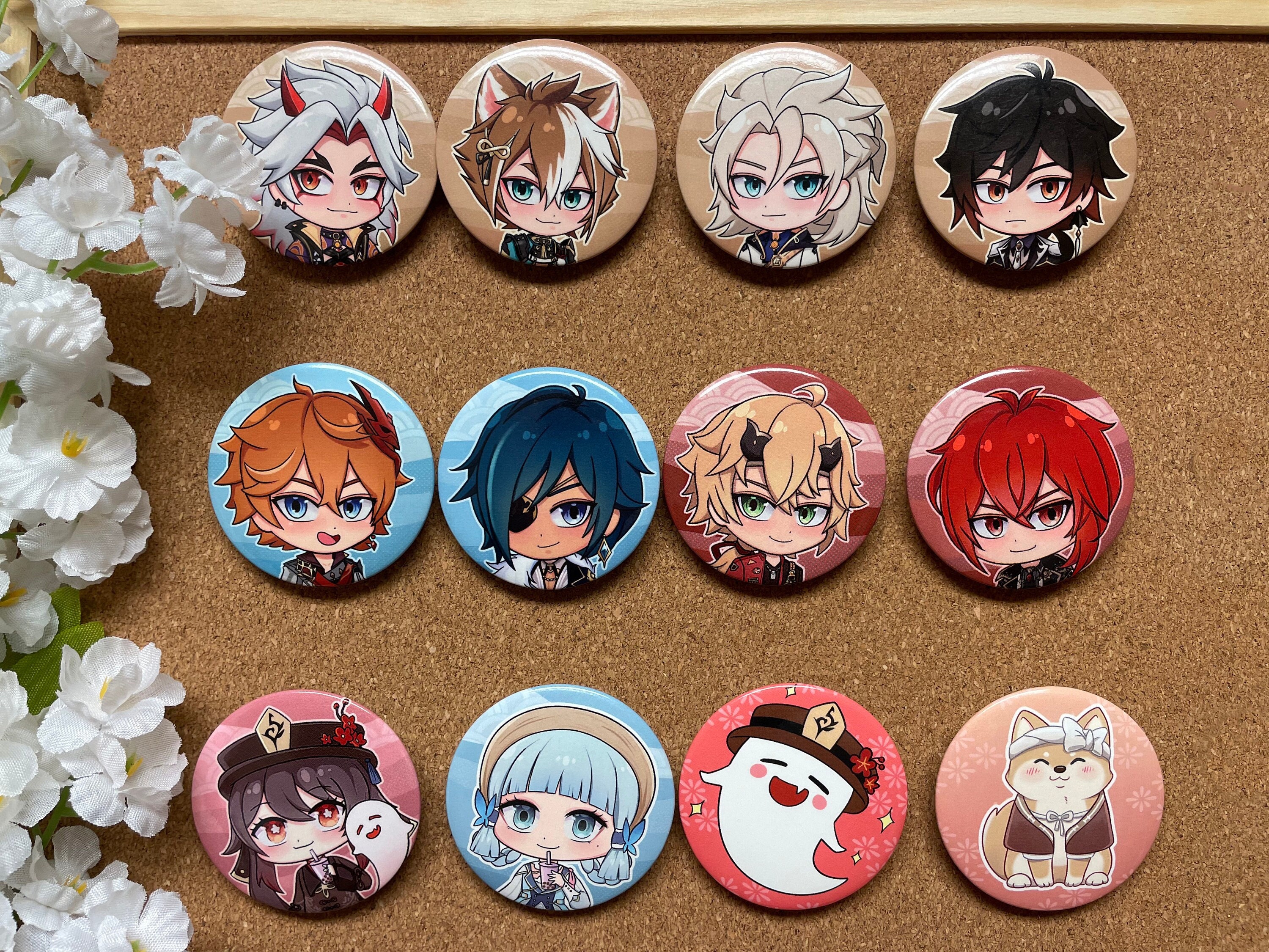Genshin Impact Button Pins | Kawaii Decor | Glossy | Plastic Backing - Etsy