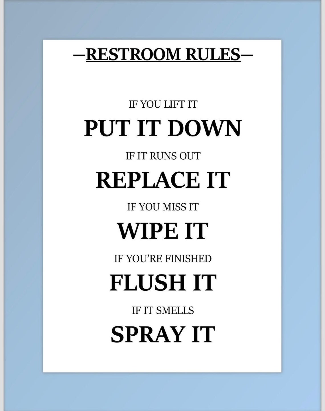 Rest Room Rules Digital Download. Bathroom Signs. - Etsy