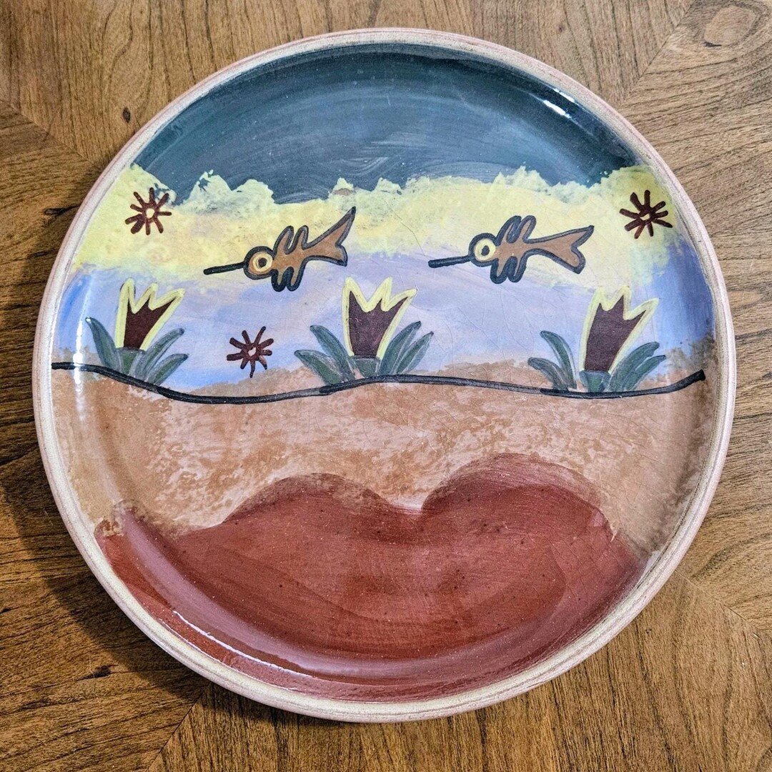 Hand Painted Clay Pottery Plate Dish 10.5" Dinner Plate Pablo Seminario ...