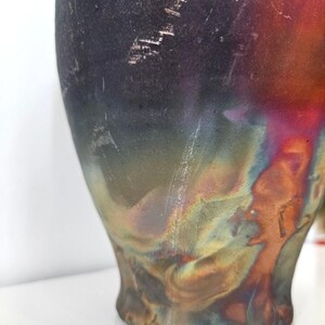 RAKU Pottery Vase Bruce Johnson Ceramic Copper Flash Signed Large Matte ...