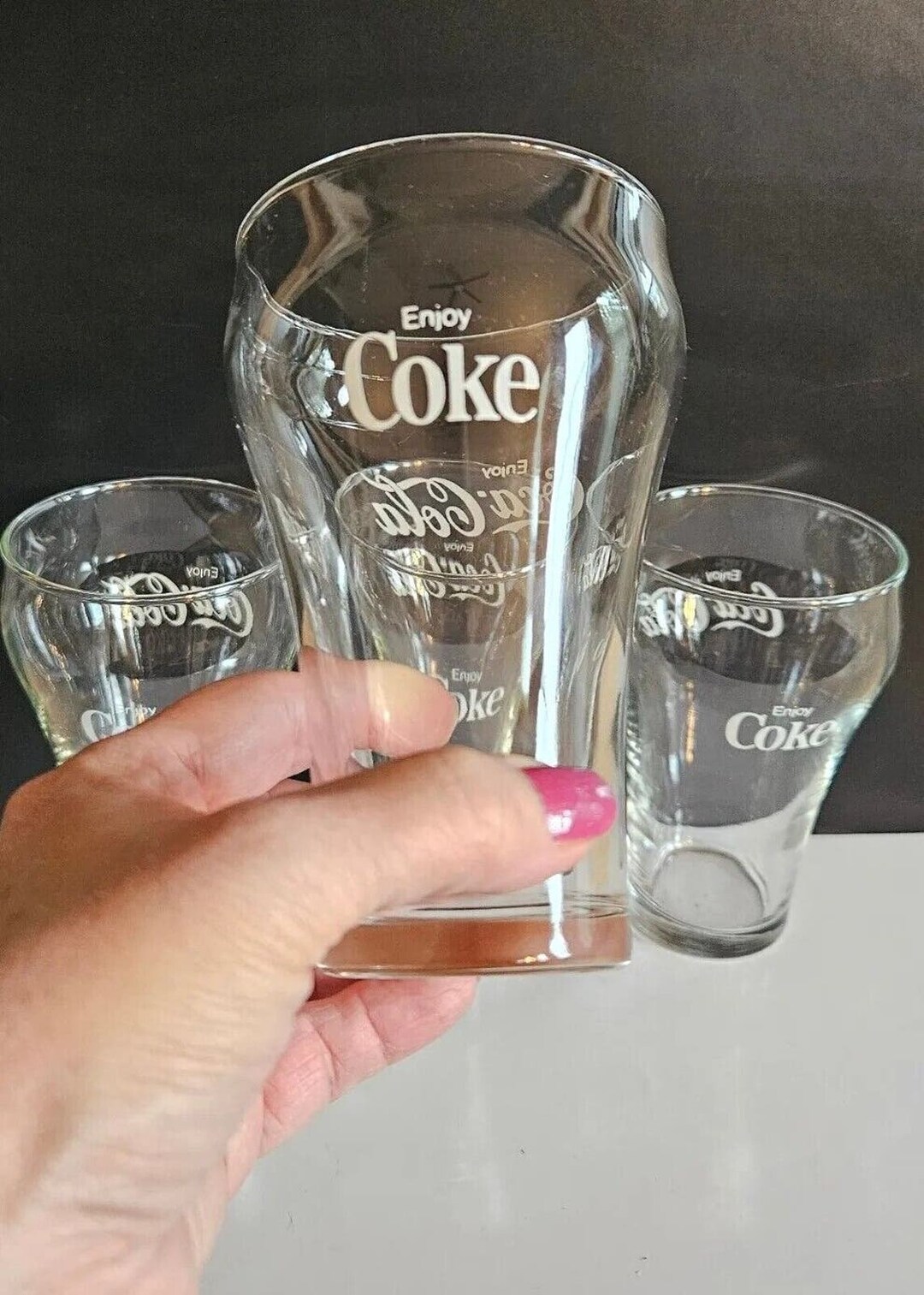4 Vintage Coca Cola Clear Coke Glasses Two Sided Logo Soda Glass - Etsy