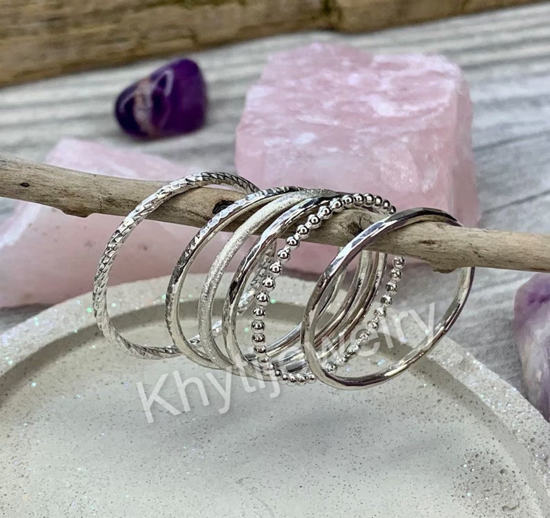 Sterling Silver Stacking Rings Set Stackable Ring Set 925 Silver Ultimate Stacking Rings Set 6 ...