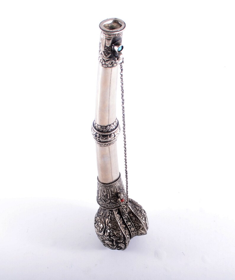 Antique Tibetan Ceremonial Hand Carved Silver Trumpet-buddhist-mus ...
