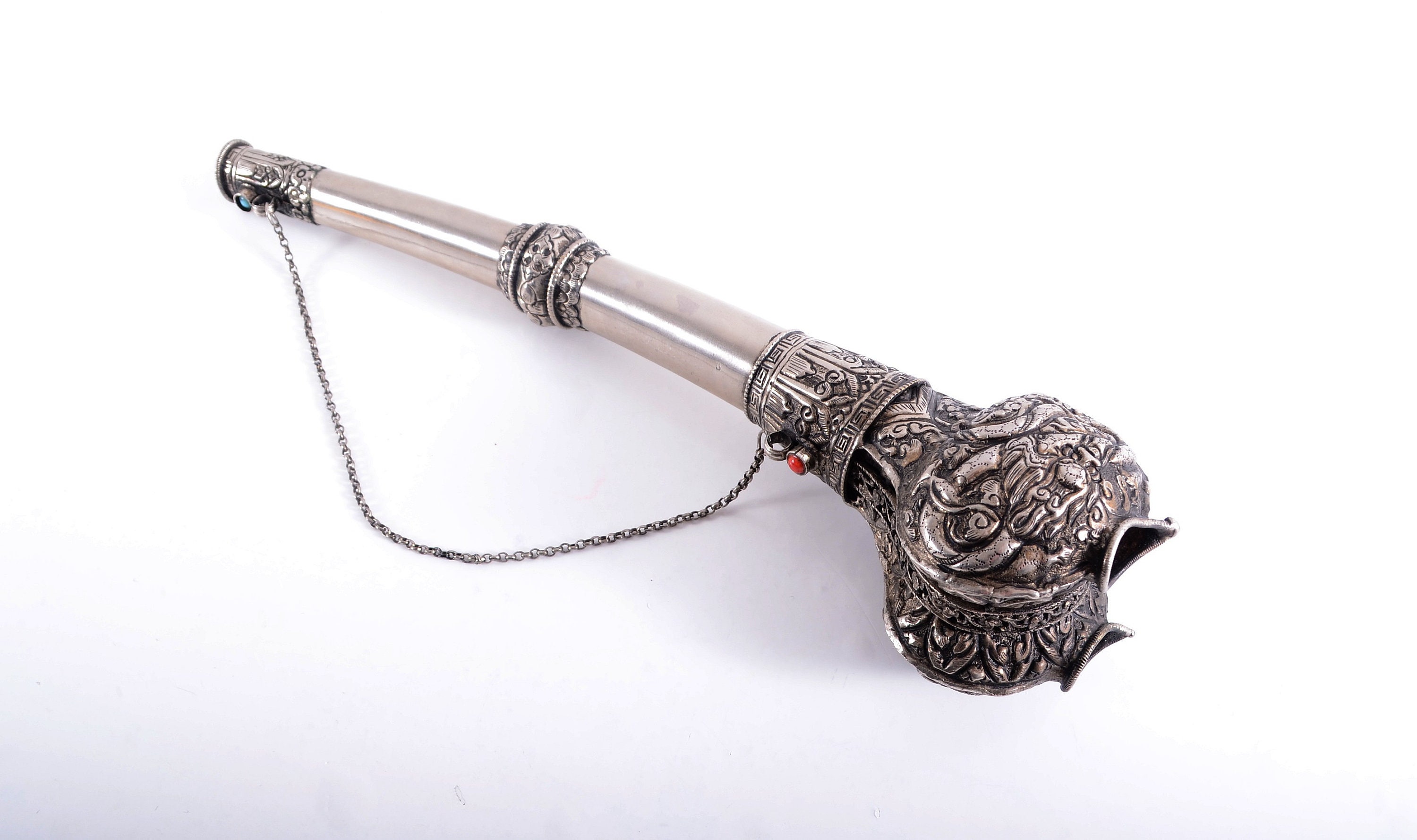 Antique Tibetan Ceremonial Hand Carved Silver Trumpet-buddhist-mus ...