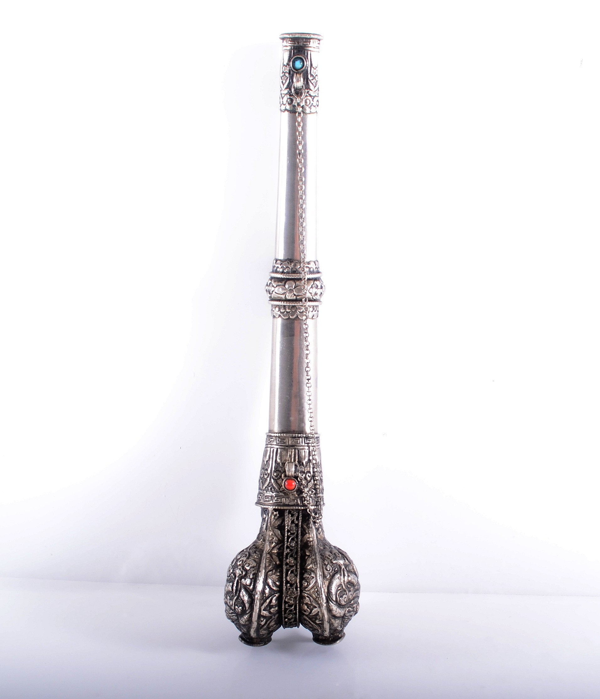 Antique Tibetan Ceremonial Hand Carved Silver Trumpet-buddhist-mus ...
