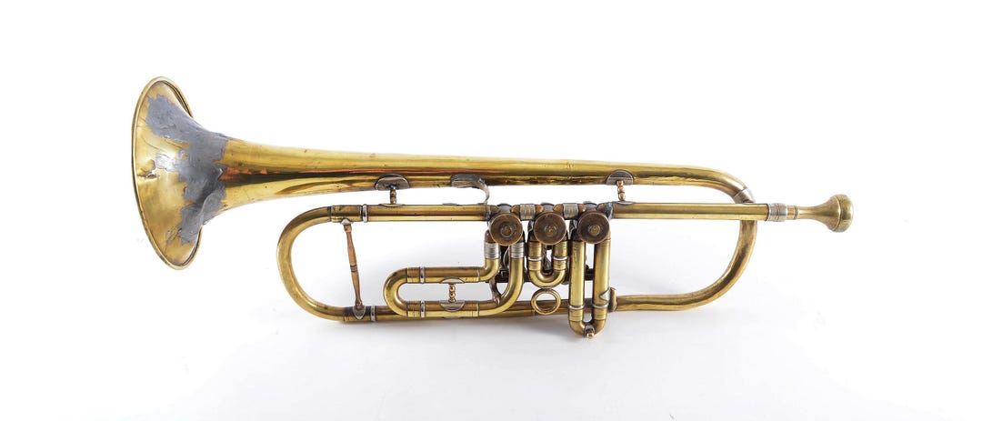 Collectible Old/vintage Brass Rotary Valve Trumpet With Mouthpiece ...